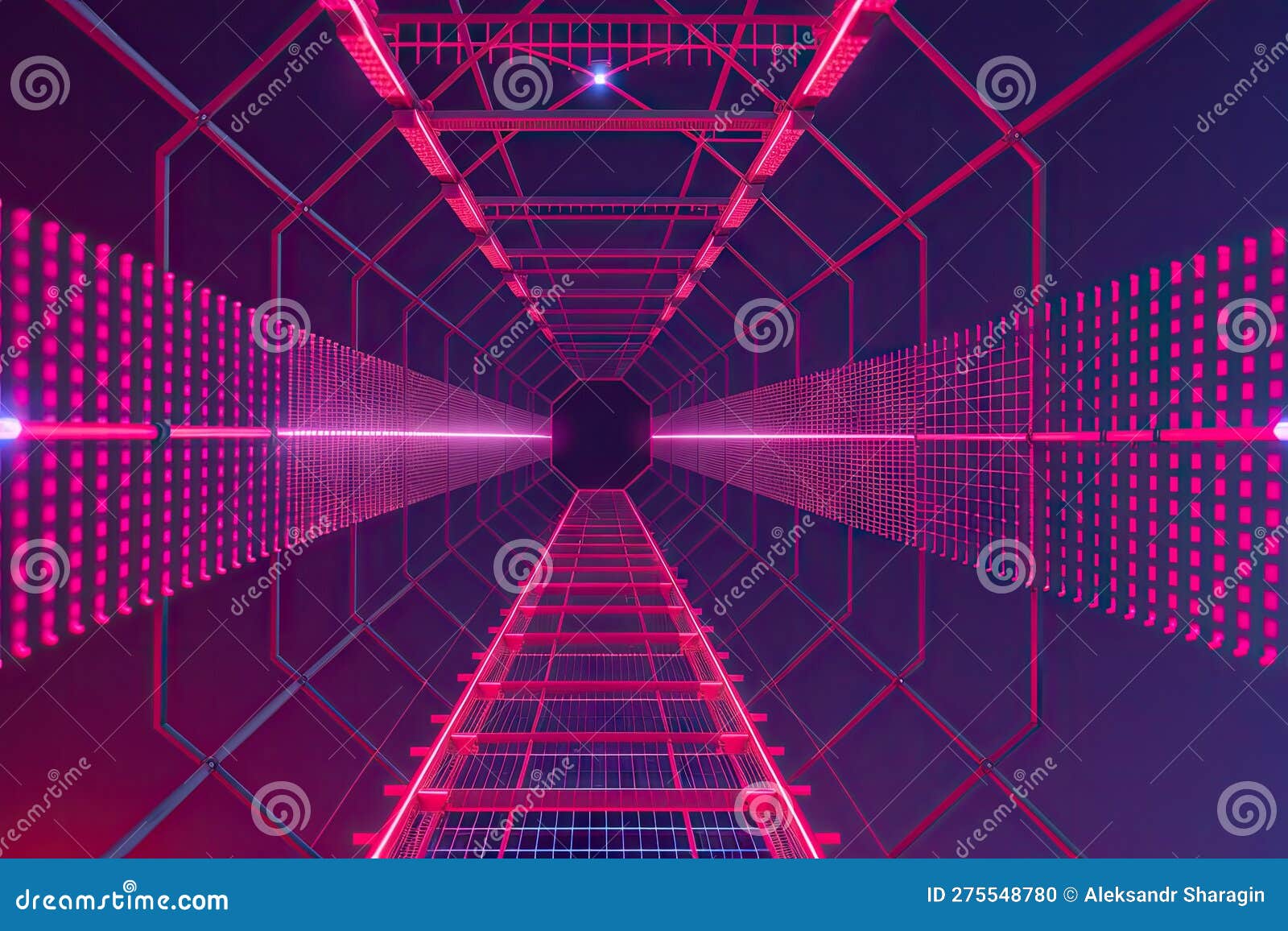 Glowing Wavy Neon Light Streak Abstract Background, Generative Ai Stock ...