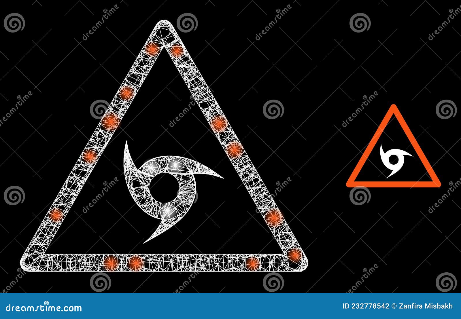 Glowing Web Cyclone Warning with Color Light Spots Stock Vector ...