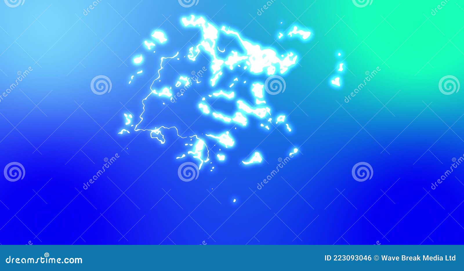 Glowing White Bundle of Electrical Current Falling Across Blue and ...