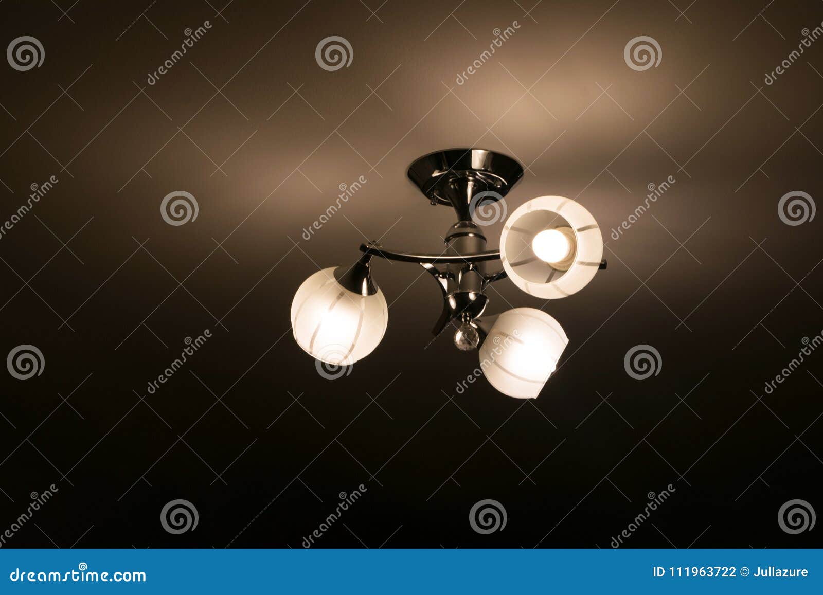 Glowing White Chandelier on the Ceiling Stock Photo - Image of glow ...