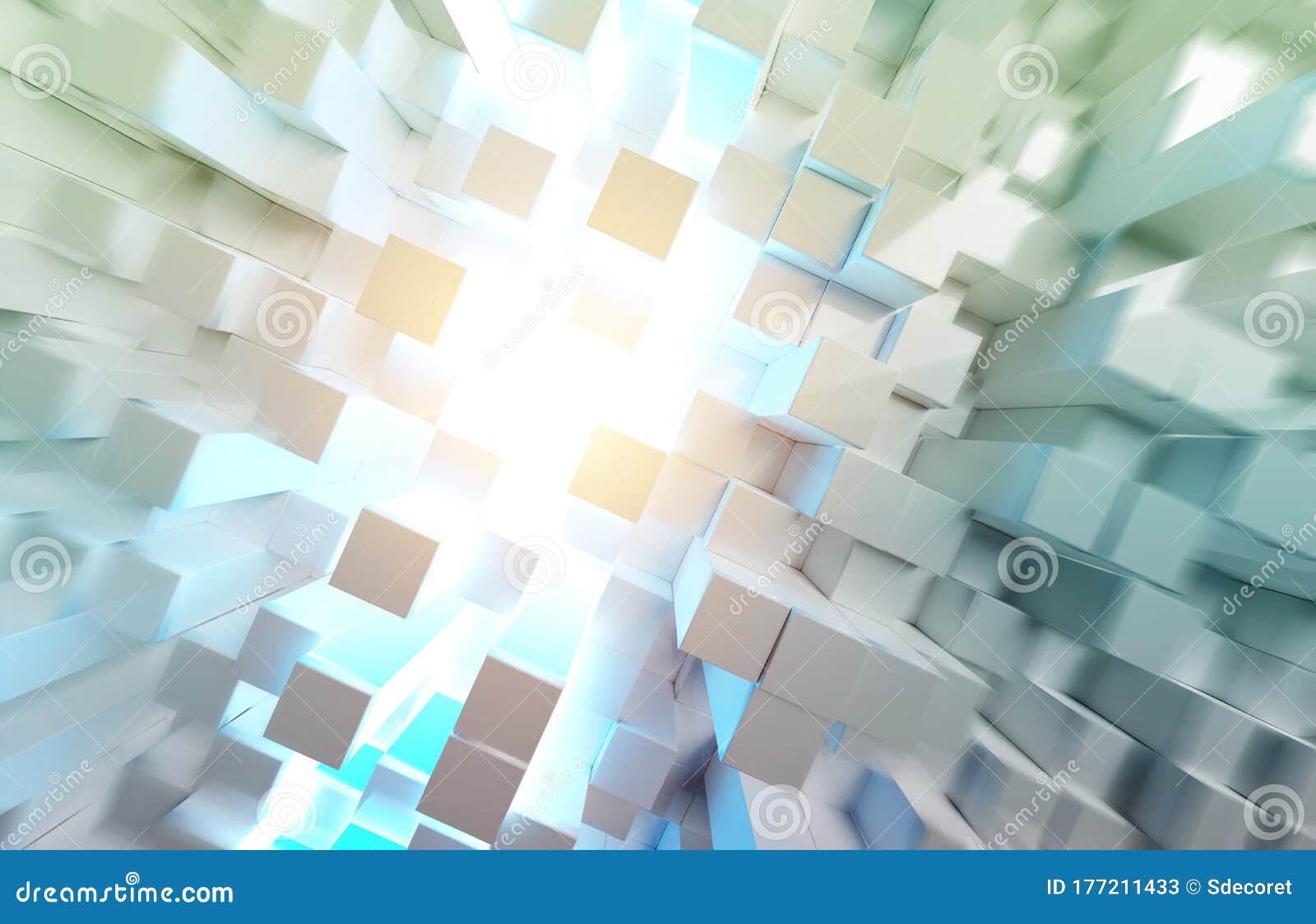 Glowing Colorful Abstract Squares Background Pattern 3D Rendering Stock ...