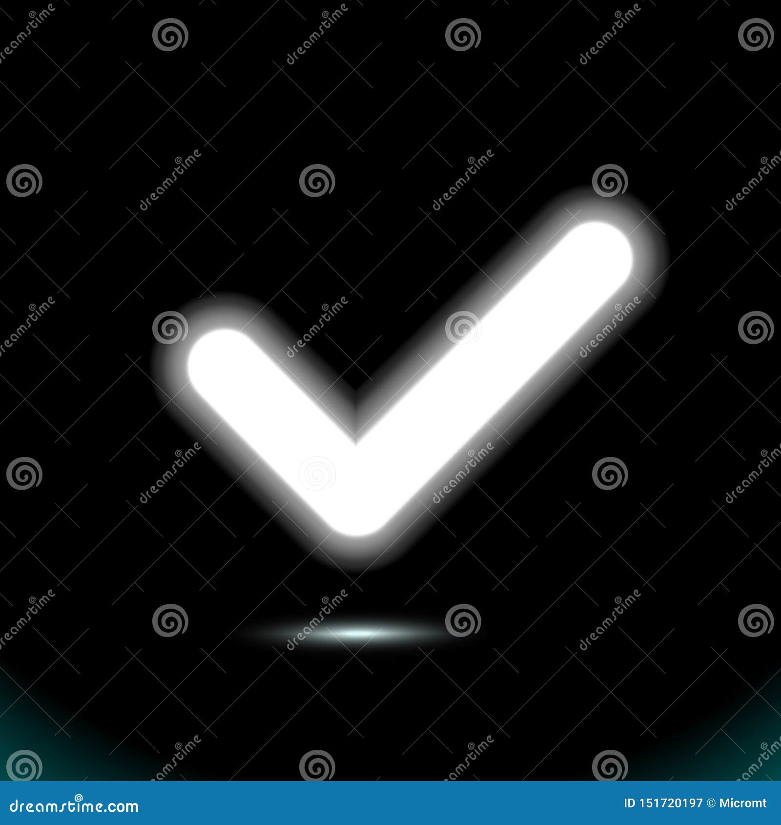 A Glowing White Lamp Checkmark Icon, Tick Symbol. Modern Ui Element ...