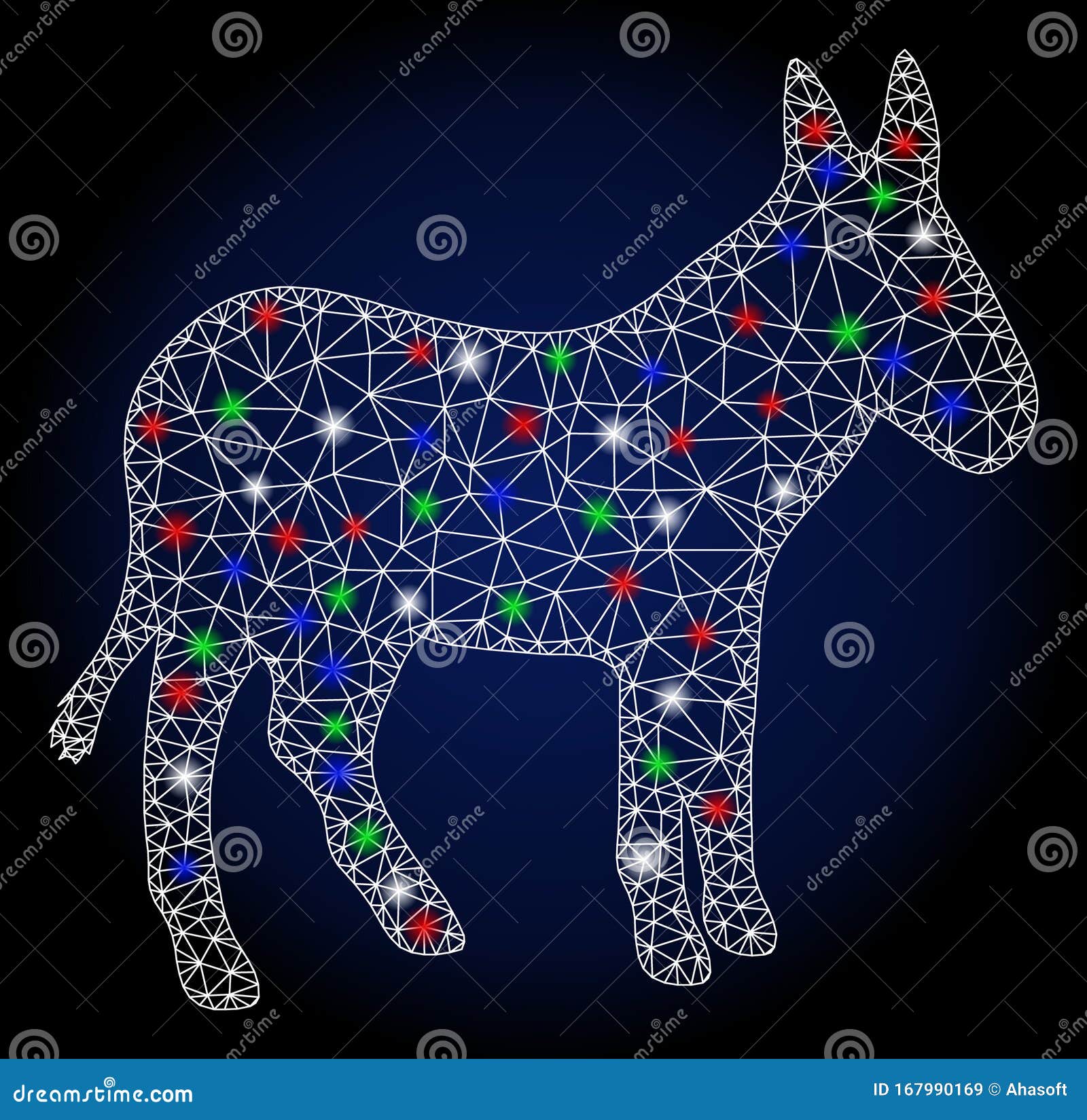 Flare Mesh 2D Donkey with Flare Spots Stock Illustration - Illustration ...