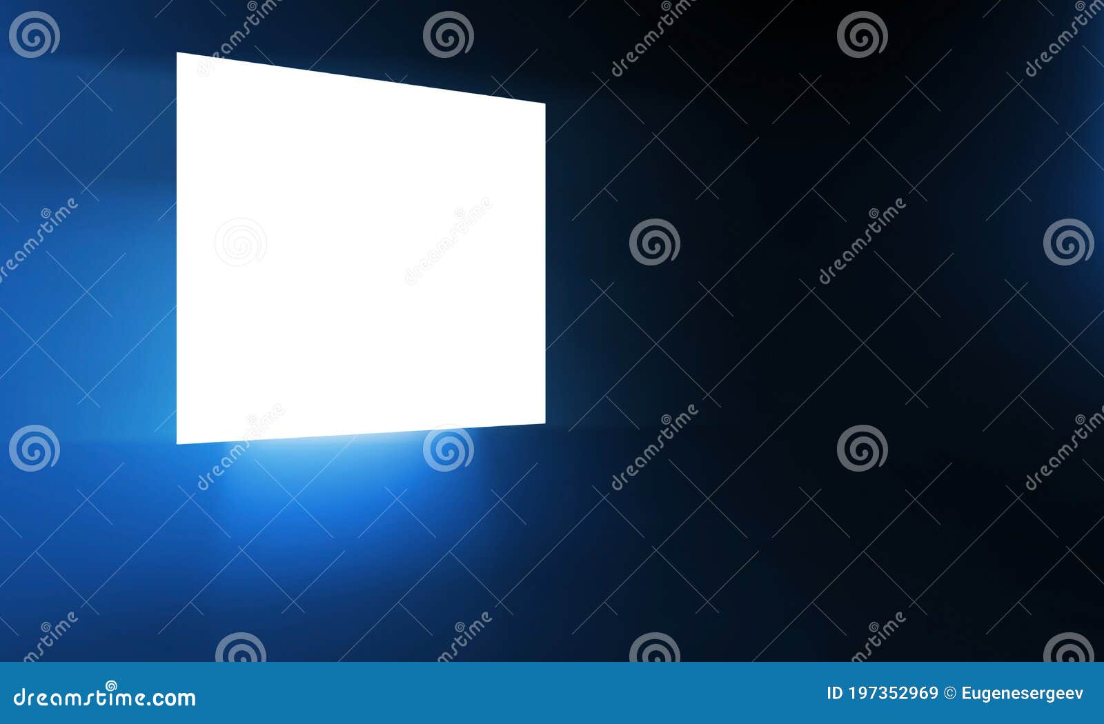 Glowing White Square Screen Over Blue Background, 3 D Stock ...