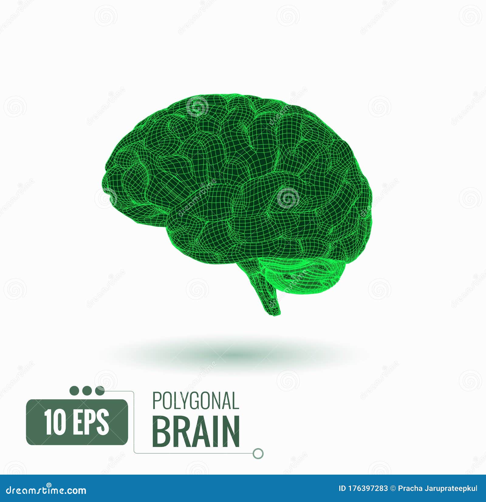 Glowing Wireframe Brain Illustration Stock Vector - Illustration of ...
