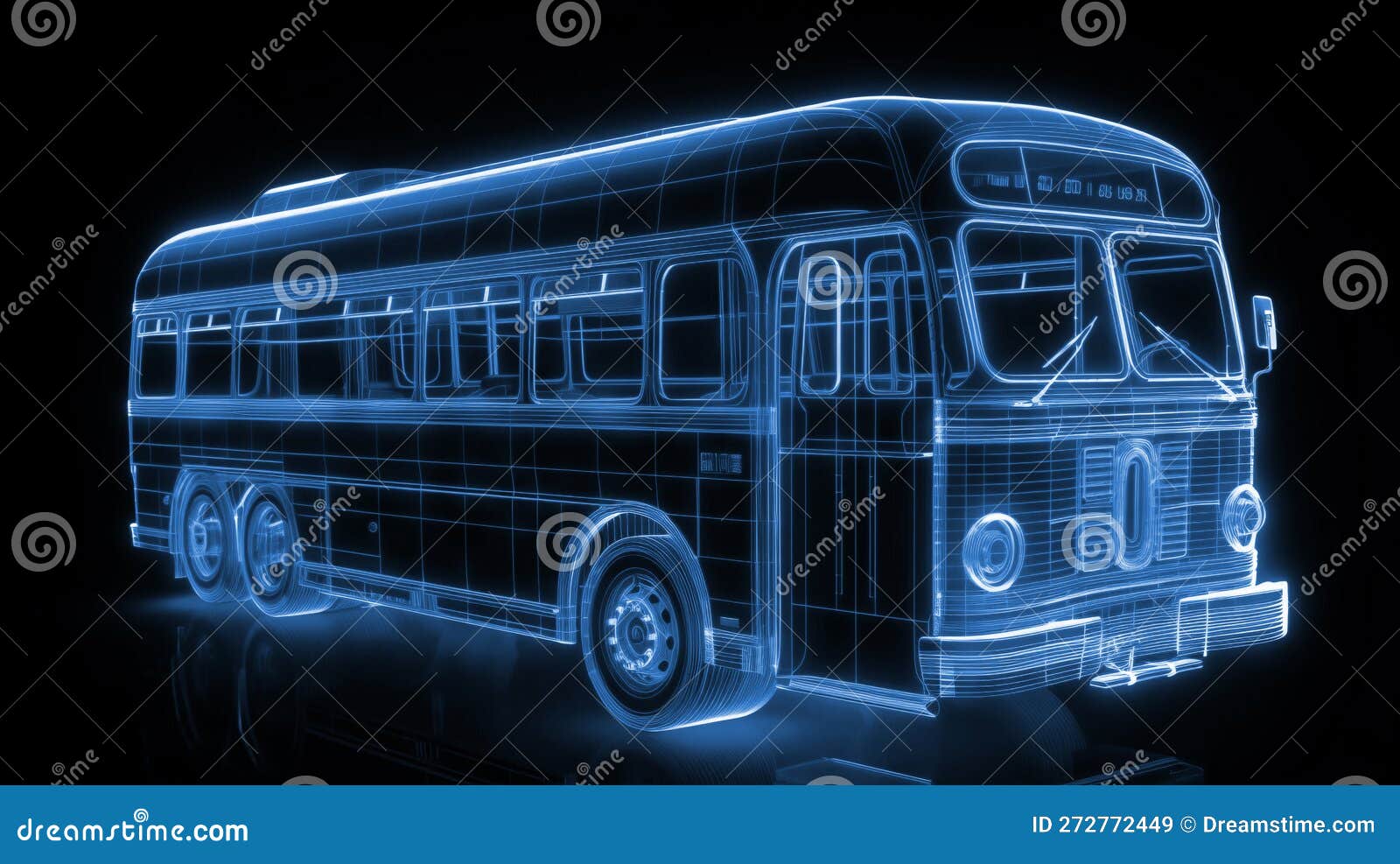 Glowing Wireframe of a City Bus: Technical and Futuristic Stock ...