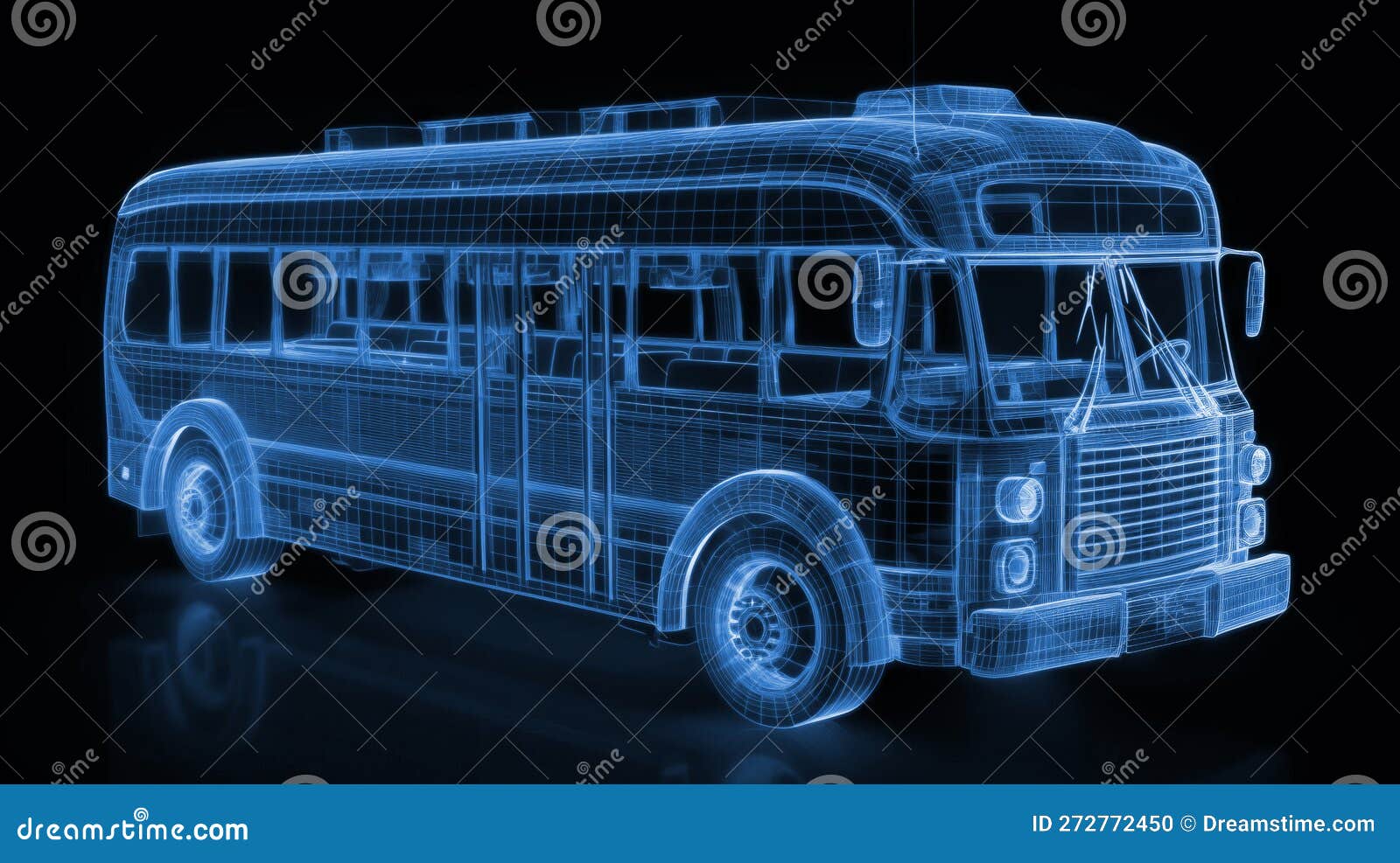 Glowing Wireframe of a City Bus: Technical and Futuristic Stock Photo ...