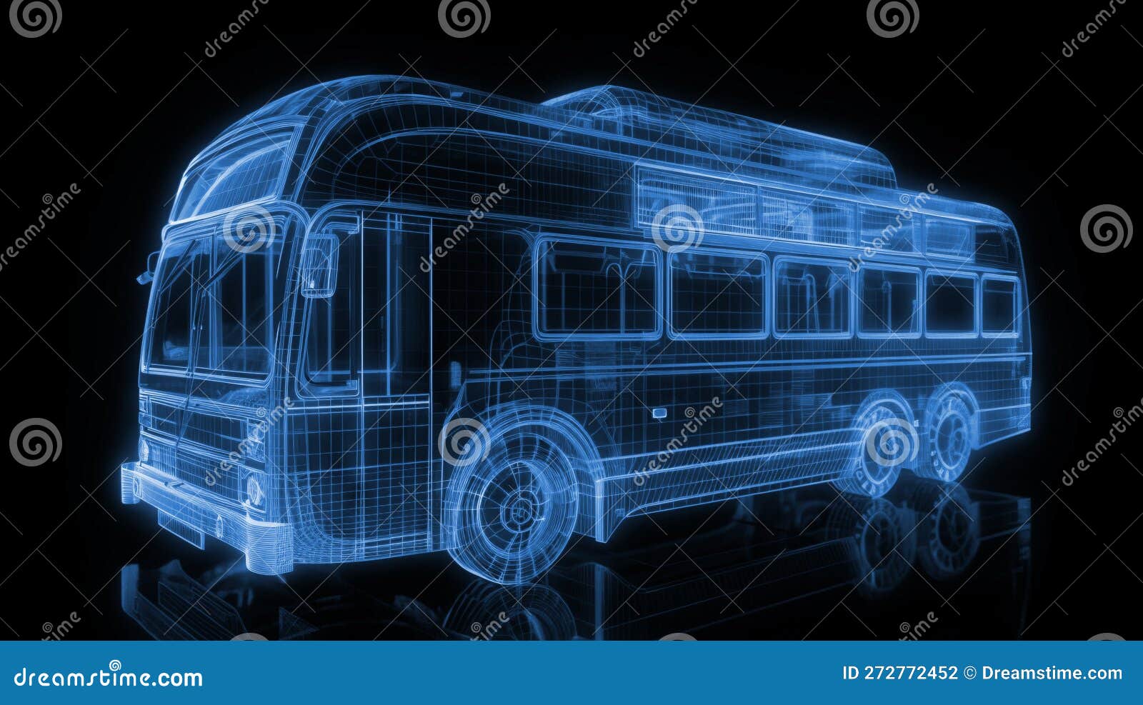 Glowing Wireframe of a City Bus: Technical and Futuristic Stock ...