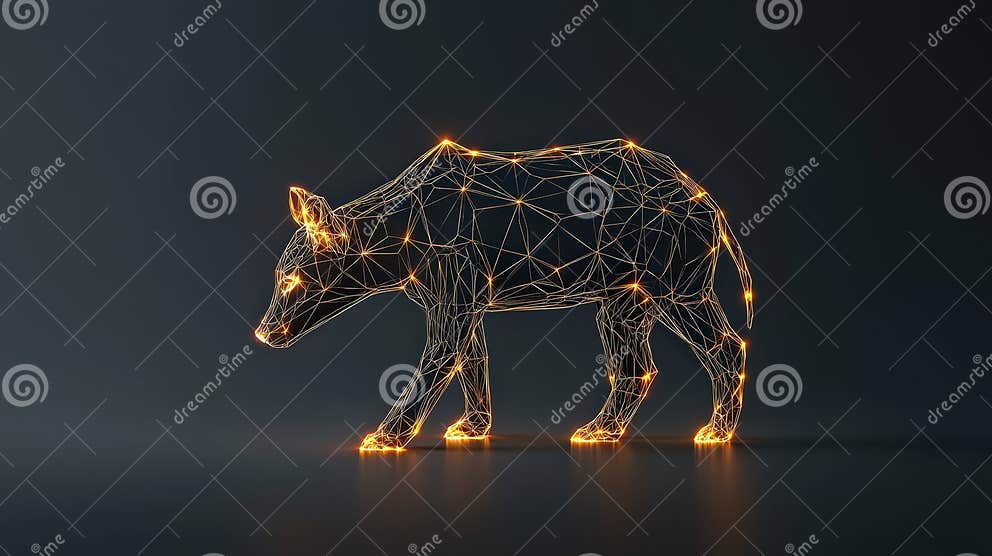 A Glowing Wireframe Representation of a Bear Showcasing a Blend of ...