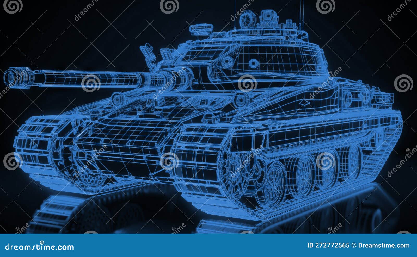 Glowing Wireframe of a Tank Stock Illustration - Illustration of ...