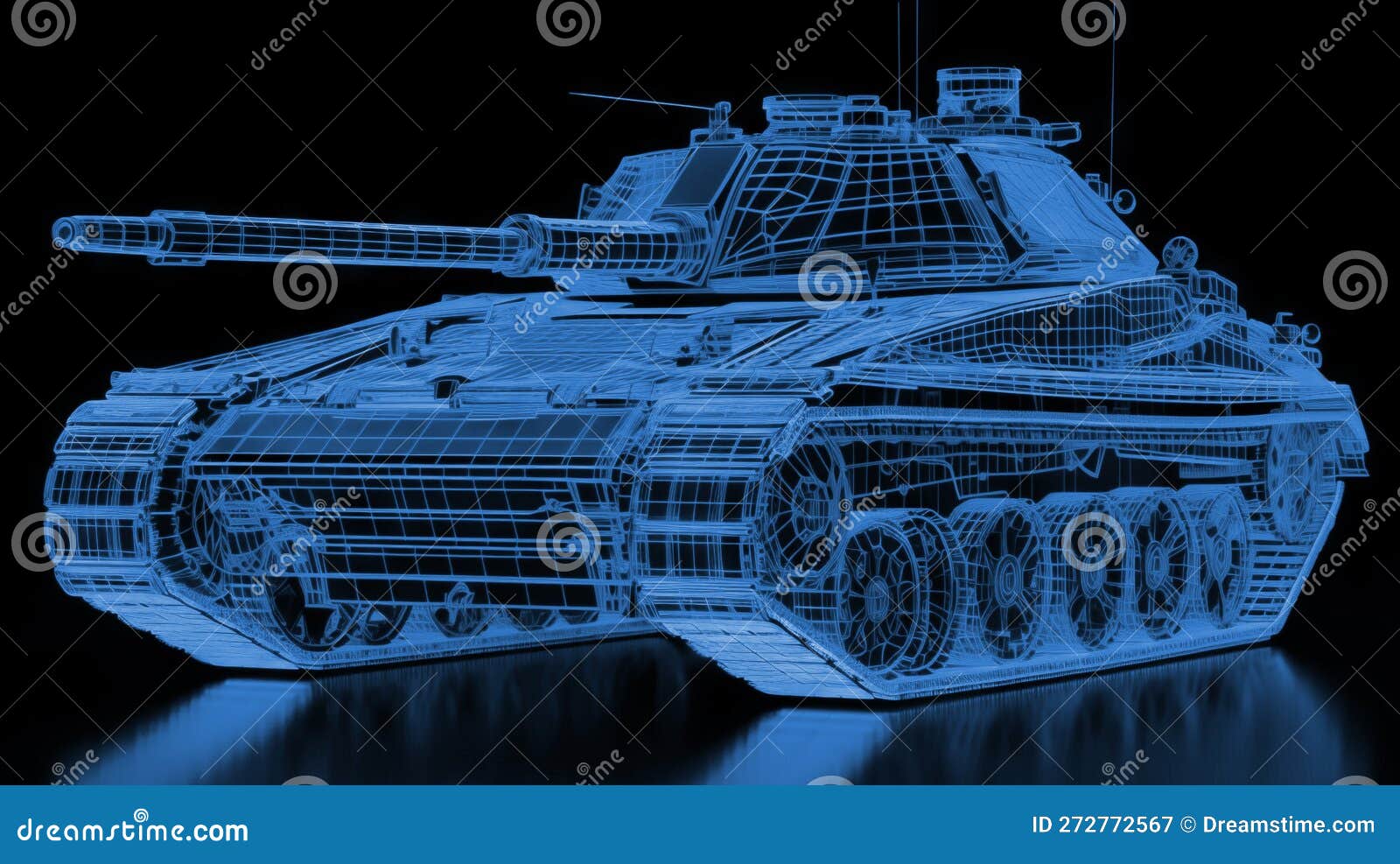 Glowing Wireframe of a Tank Stock Illustration - Illustration of ...