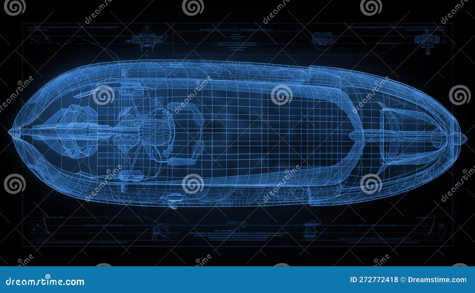 Glowing Wireframe of a Zeppelin Stock Illustration - Illustration of ...