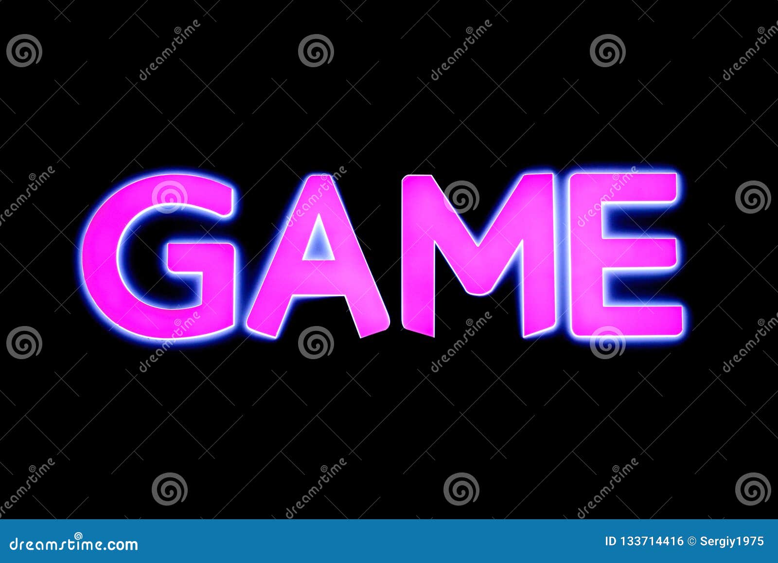 Glowing Word Game on Black Background Stock Photo - Image of game ...