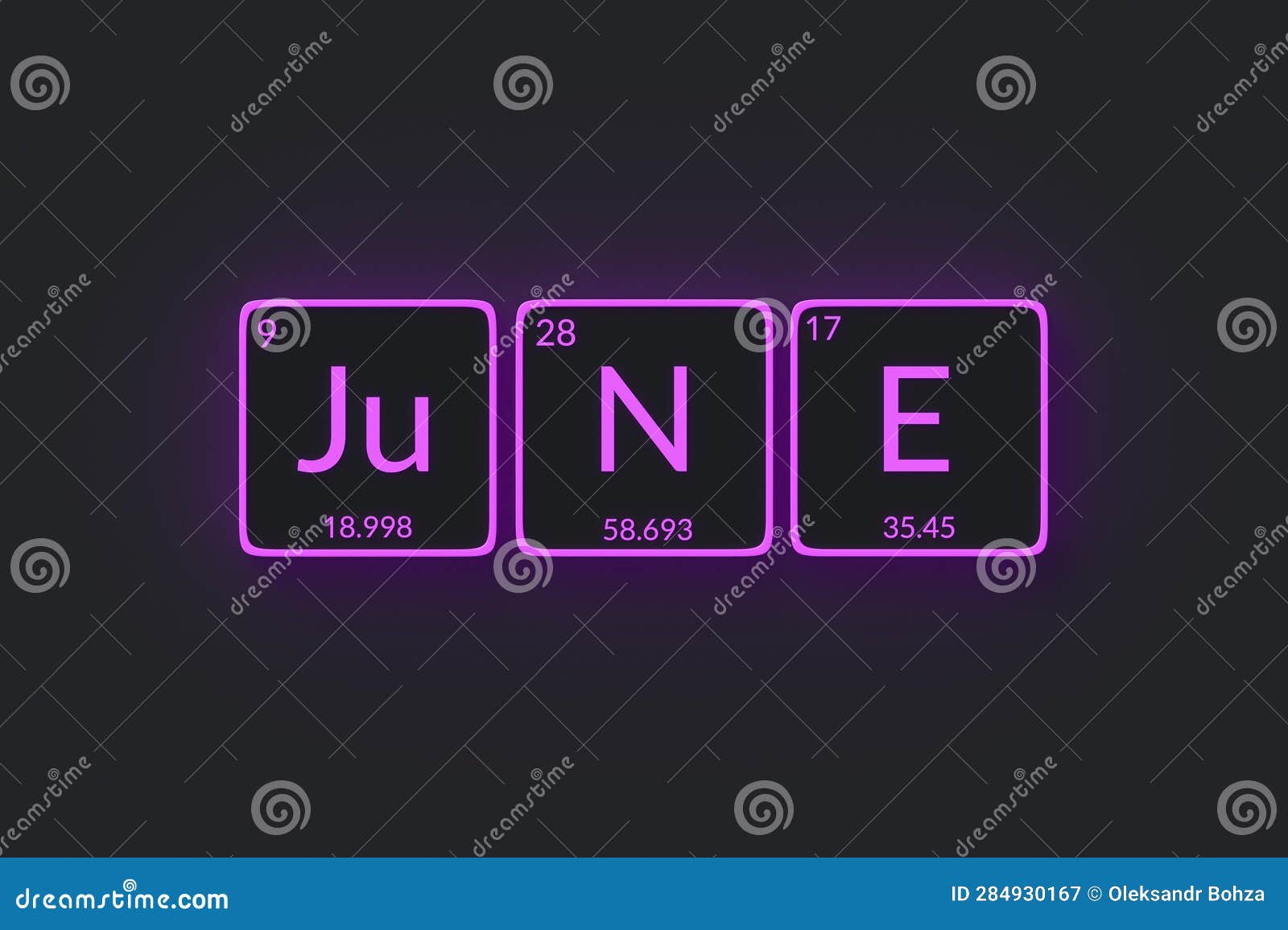 Glowing Word June in Periodic Table of Elements Style Stock ...