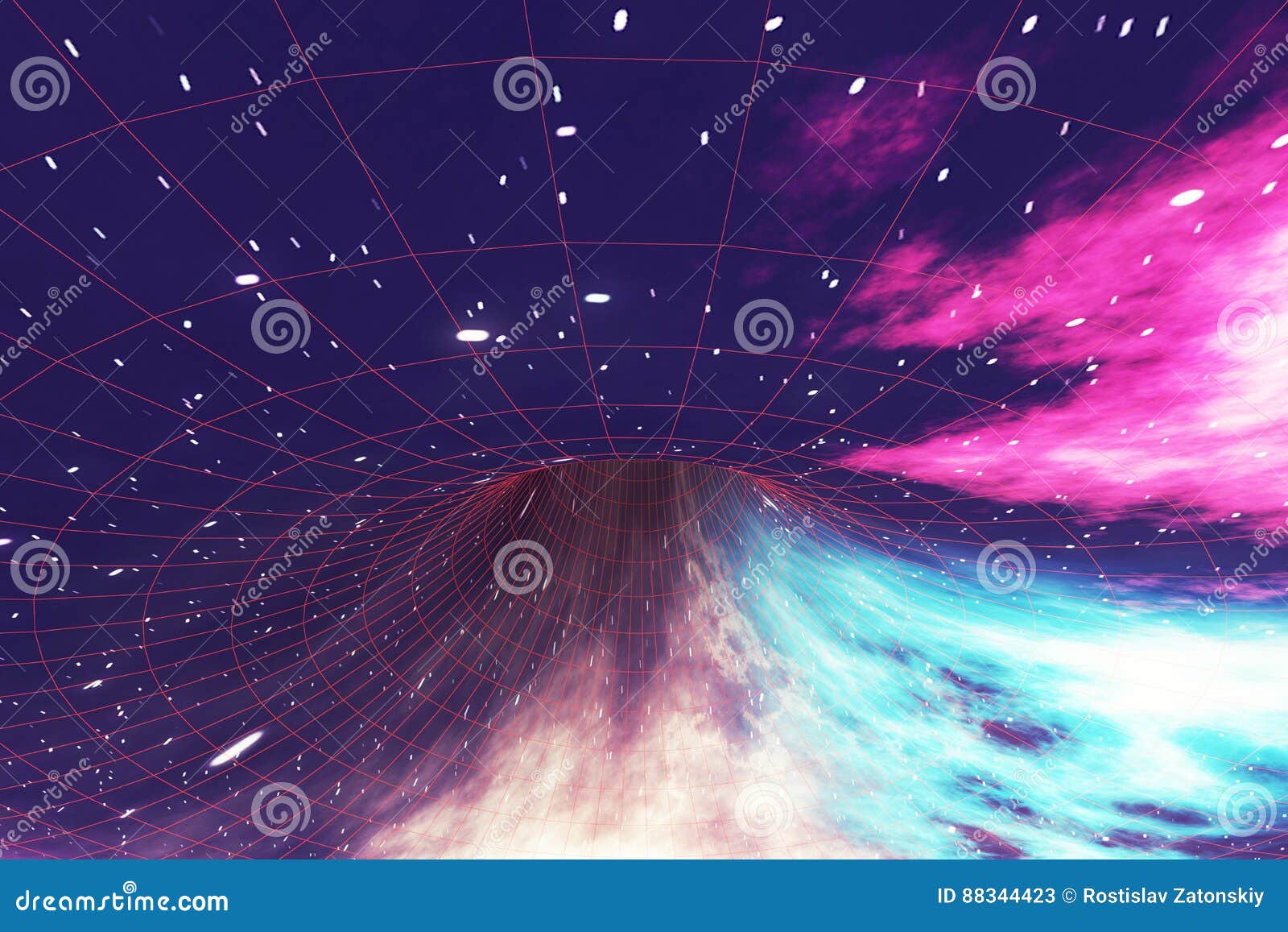 Glowing Wormhole in Space, Interstellar Warp, Traveling Trough Space ...