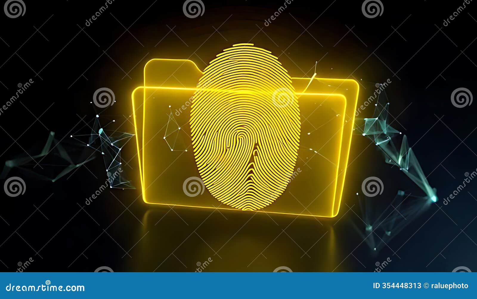 A Glowing Yellow Folder Icon with a Fingerprint Symbol, Representing ...