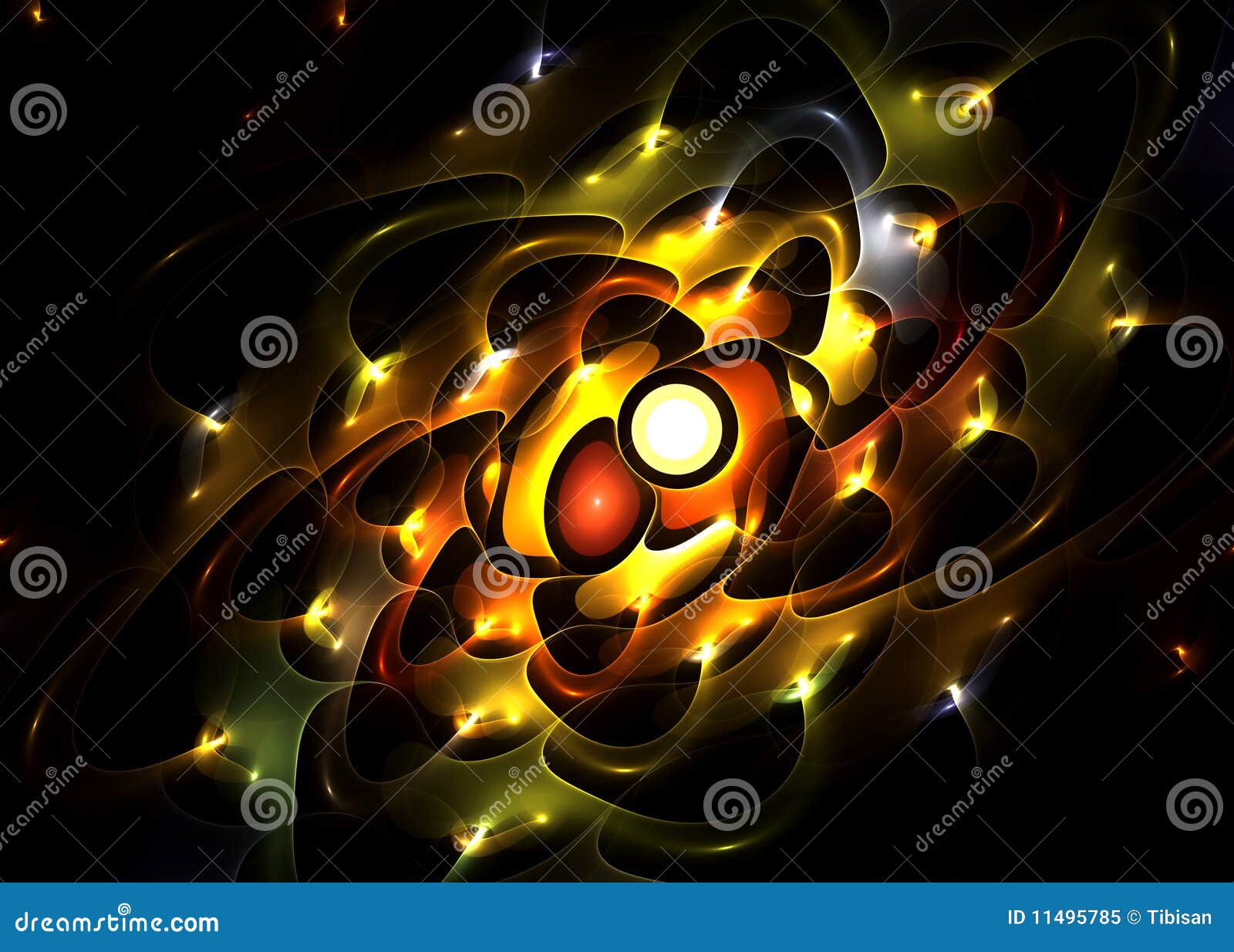 Glowing yellow fractal stock illustration. Illustration of illustrated ...