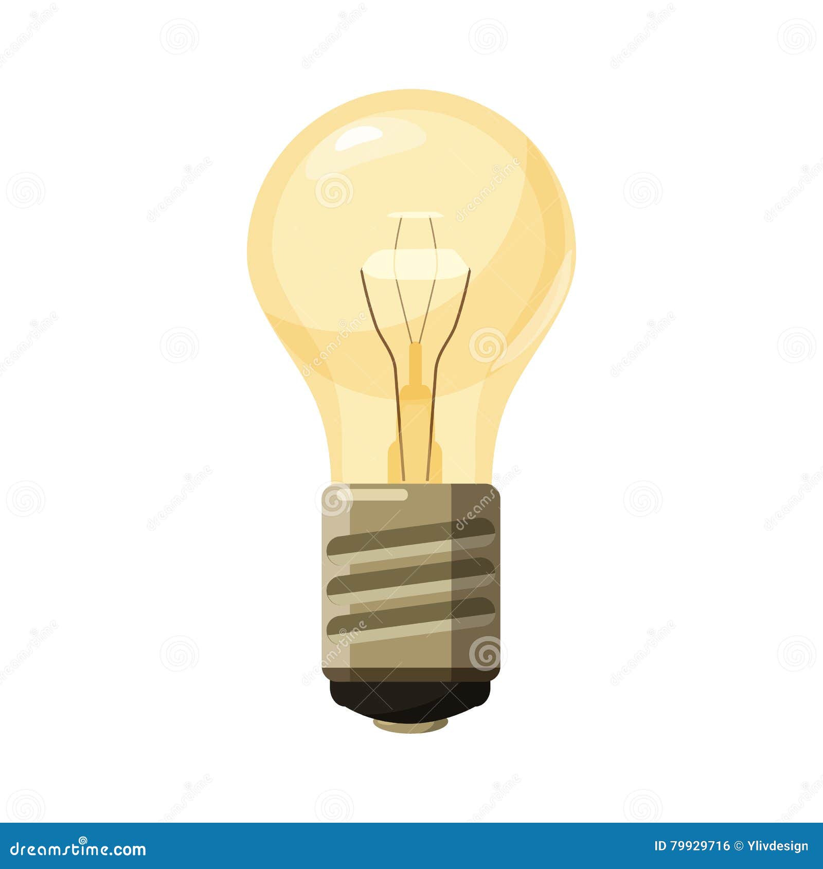 Glowing Yellow Light Bulb Icon, Cartoon Style Stock Vector ...