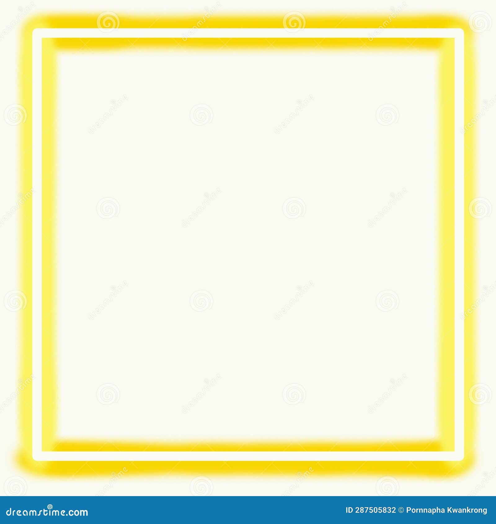 Glowing Yellow Square Frame, Empty White Background. Stock Illustration ...