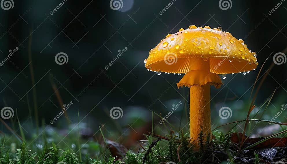 Glowing Yellow Toadstool, a Small Poisonous Beauty in Nature Stock ...