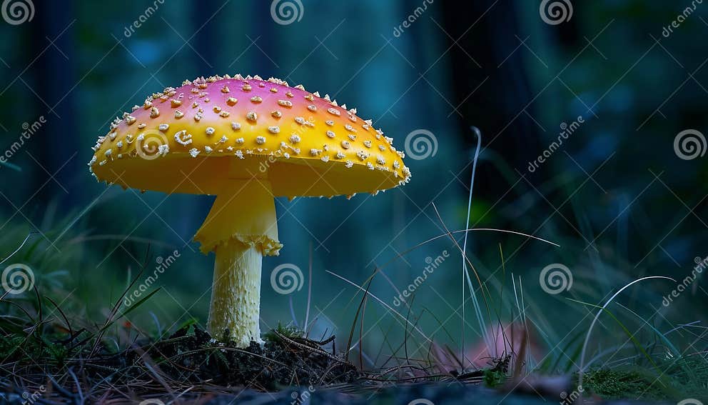 Glowing Yellow Toadstool, a Small Poisonous Beauty in Nature Stock ...