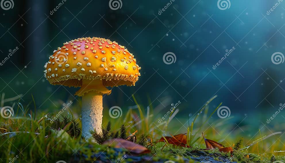 Glowing Yellow Toadstool, a Small Poisonous Beauty in Nature Stock ...