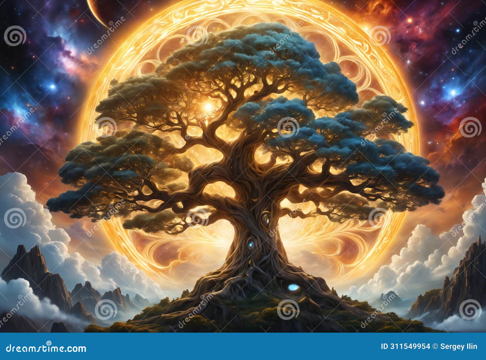 Yggdrasil Tree Of Life. World Tree Of Viking And Norse Mythology ...