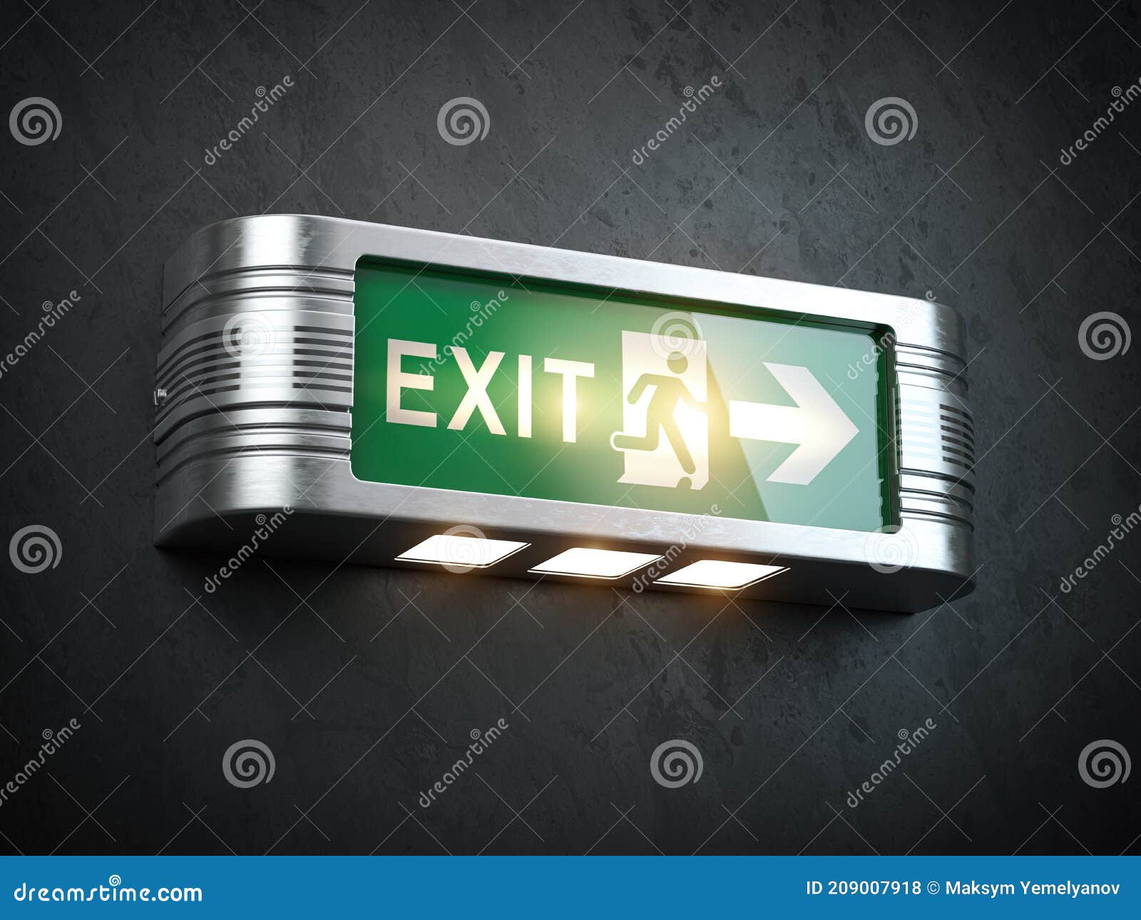 Glowinng Vintage Exit Sign on Black Background Stock Illustration ...
