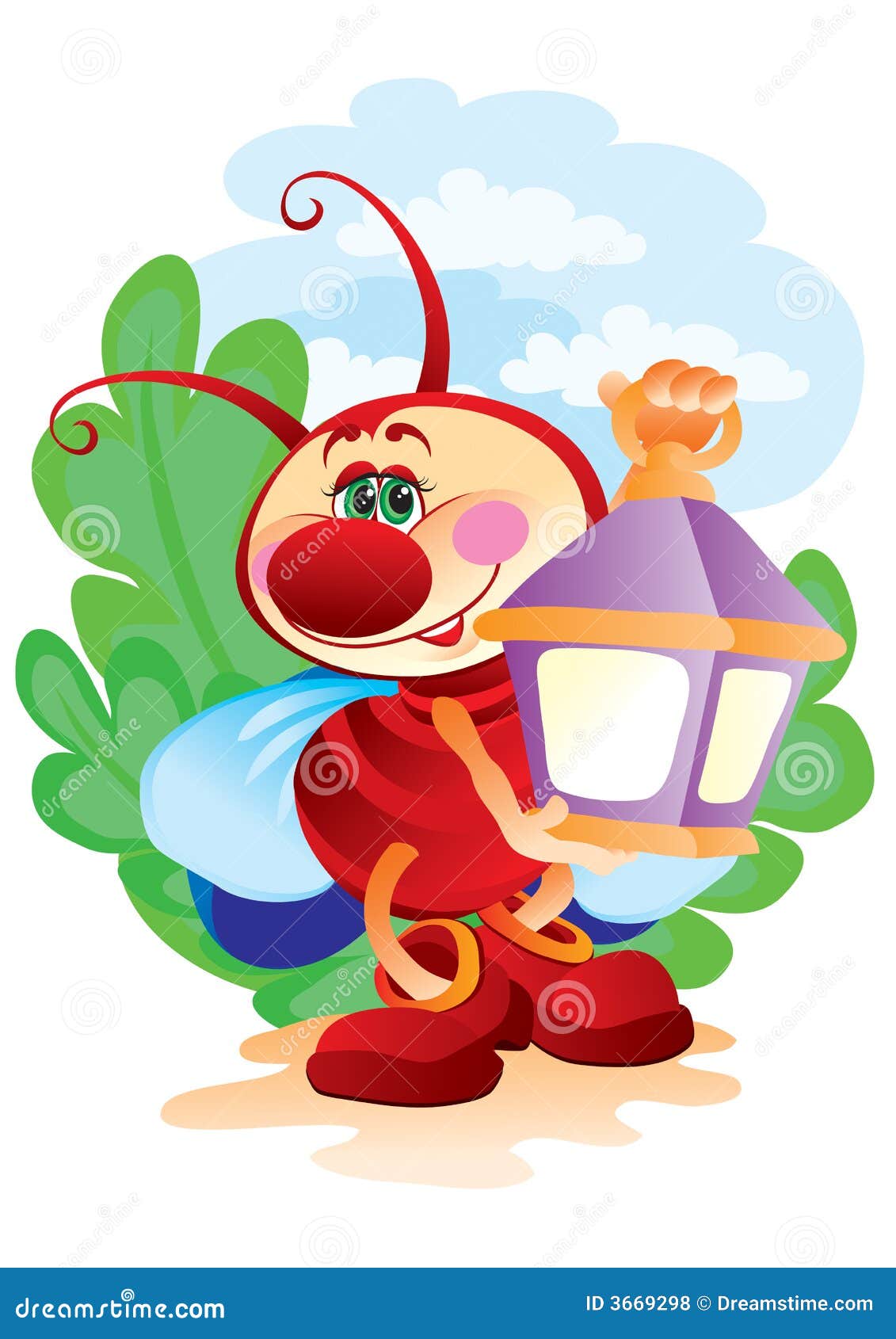 Glowworm with a lantern stock vector. Illustration of glowworm - 3669298