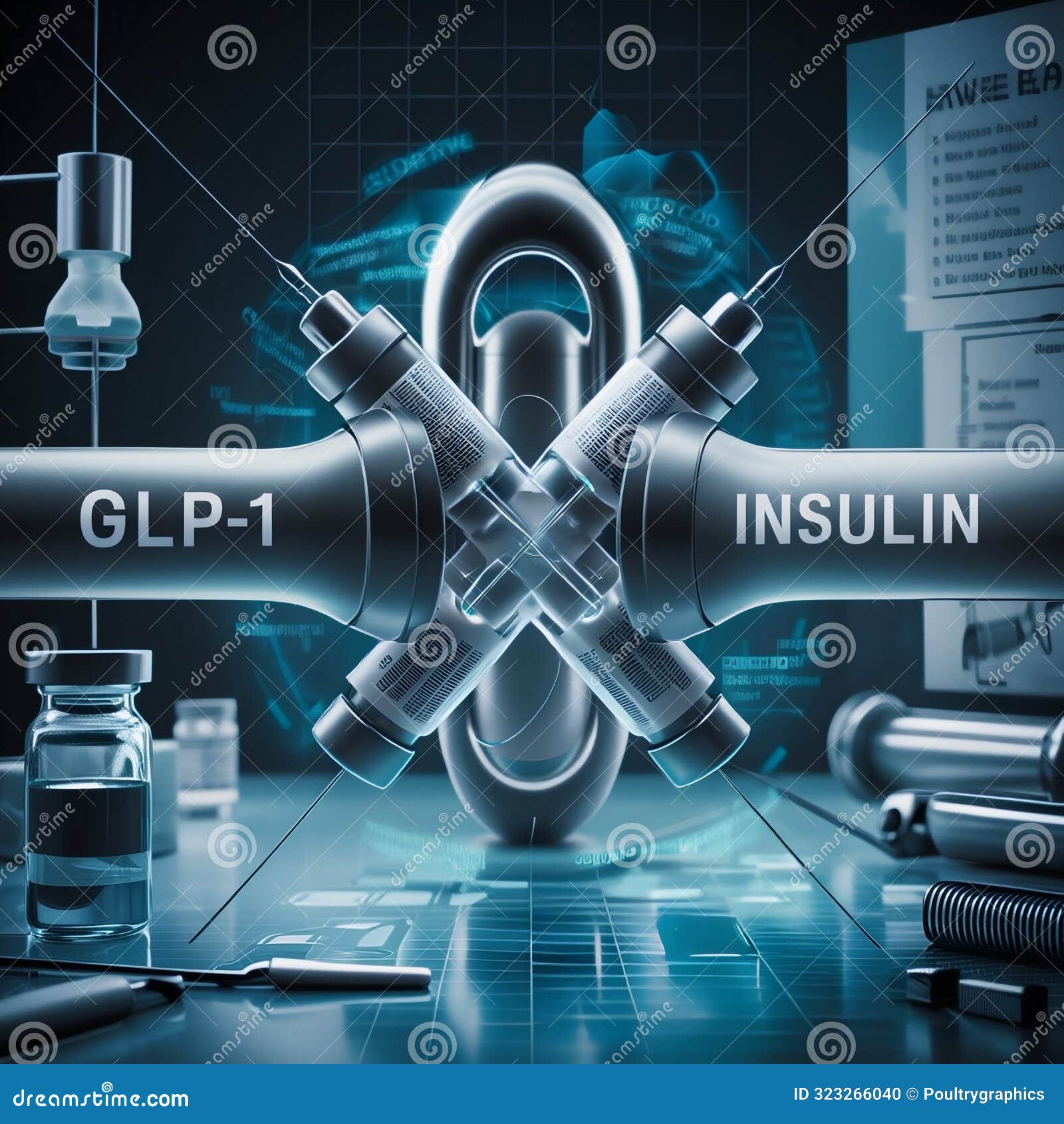 Glp-1 and Insulin, Diabetes Type 2 Stock Illustration - Illustration of ...