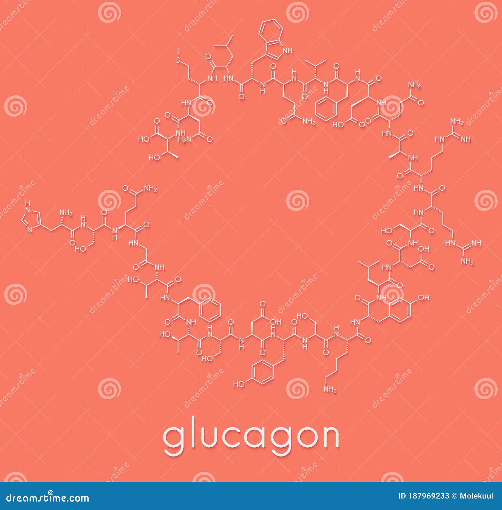 Glucagon Hypoglycemia Drug Molecule. Skeletal Formula. Stock ...