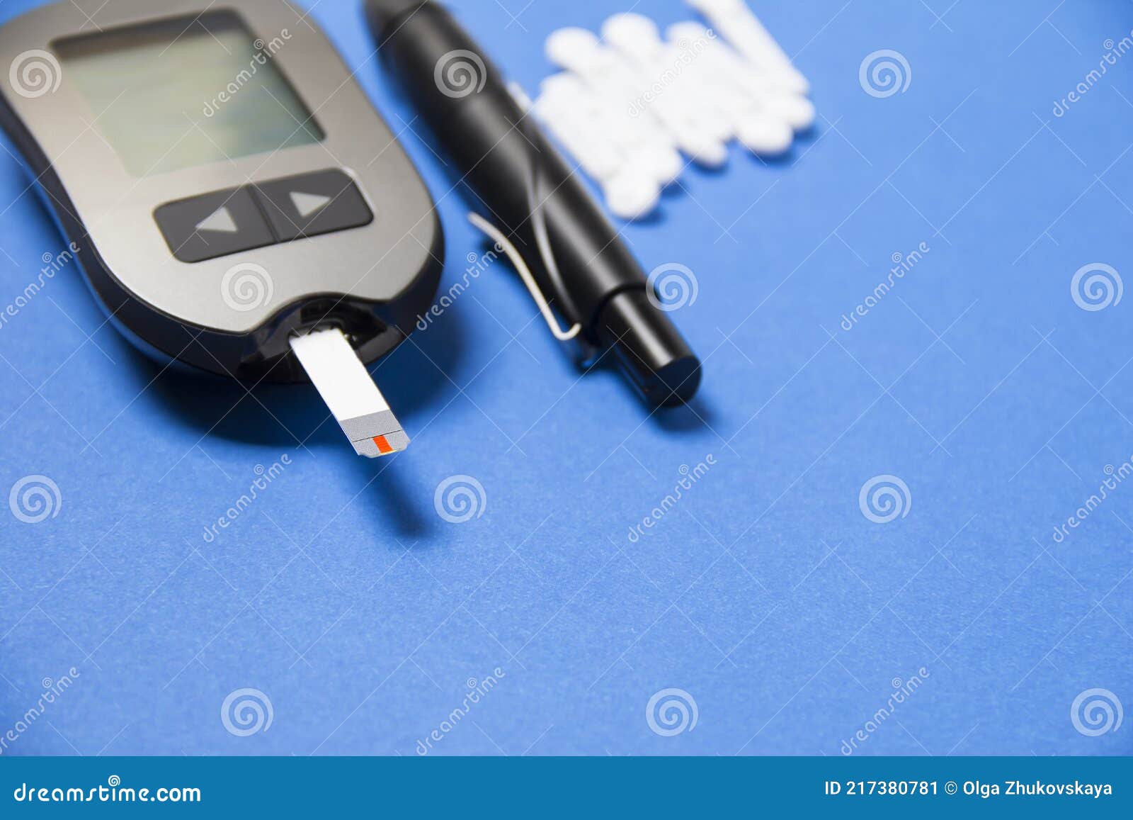 Glucometer With A Needle On A Blue Background. Measurement Of Blood ...