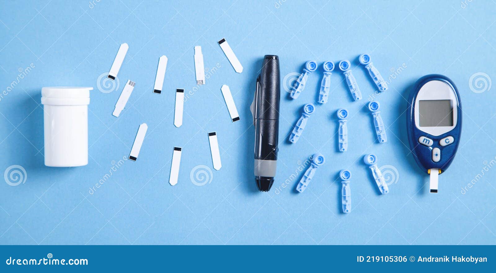 Glucometer with Test Strips and Other Objects. Devices for Measuring of ...