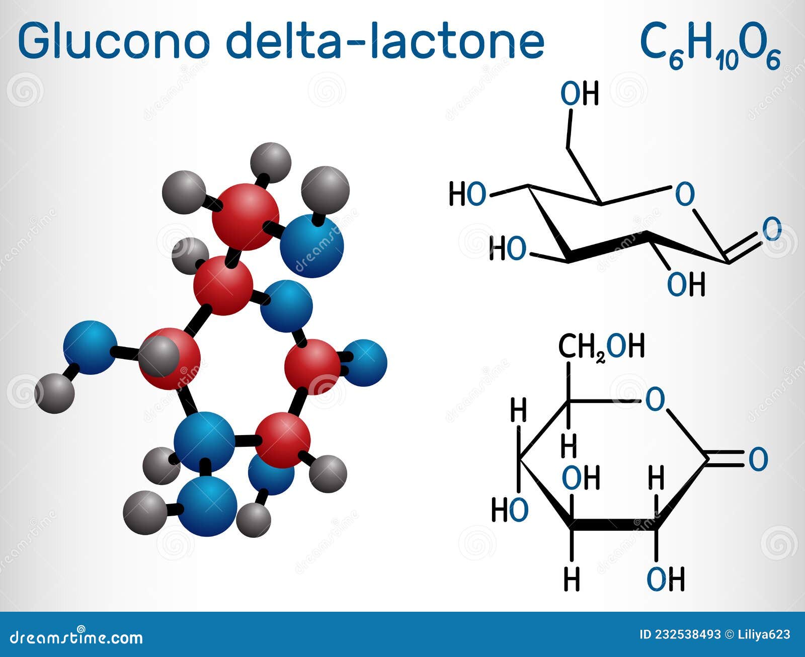 Glucono-delta-lactone, Gluconolactone, GDL Molecule. it is PHA ...