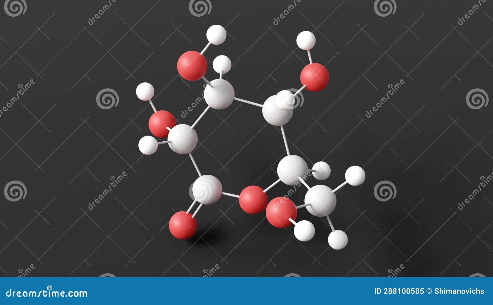 Glucono Delta-lactone Molecule, Molecular Structure, Food Additive E575 ...