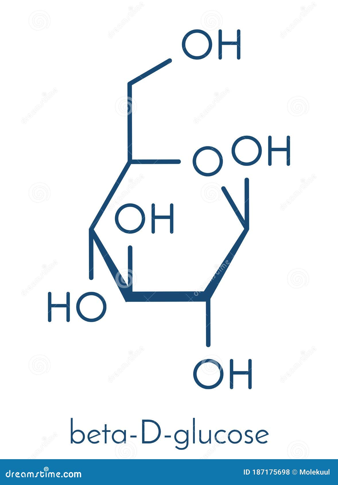 Glucose Dextrose, Grape Sugar Molecule Beta-D-glucopyranose Form ...