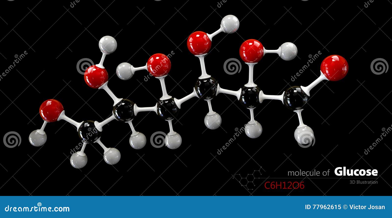 Glucose Molecule, Ball and Stick Model. Glucopyranose. Stock ...