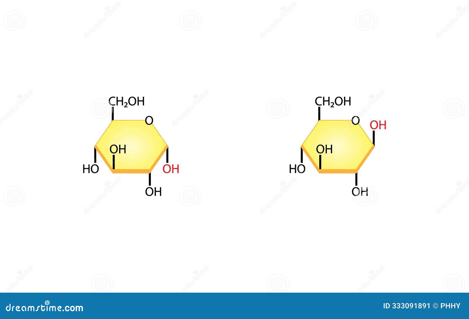 Alpha Versus Beta Glucose. Chemical Structure. Chemistry Scientific ...