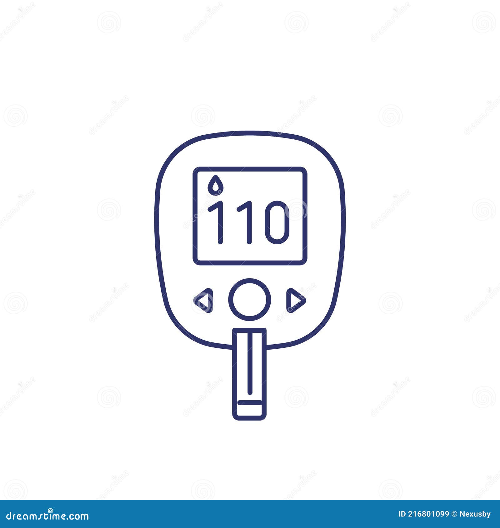 Glucose Test, Glucometer Line Icon on White Stock Vector - Illustration ...
