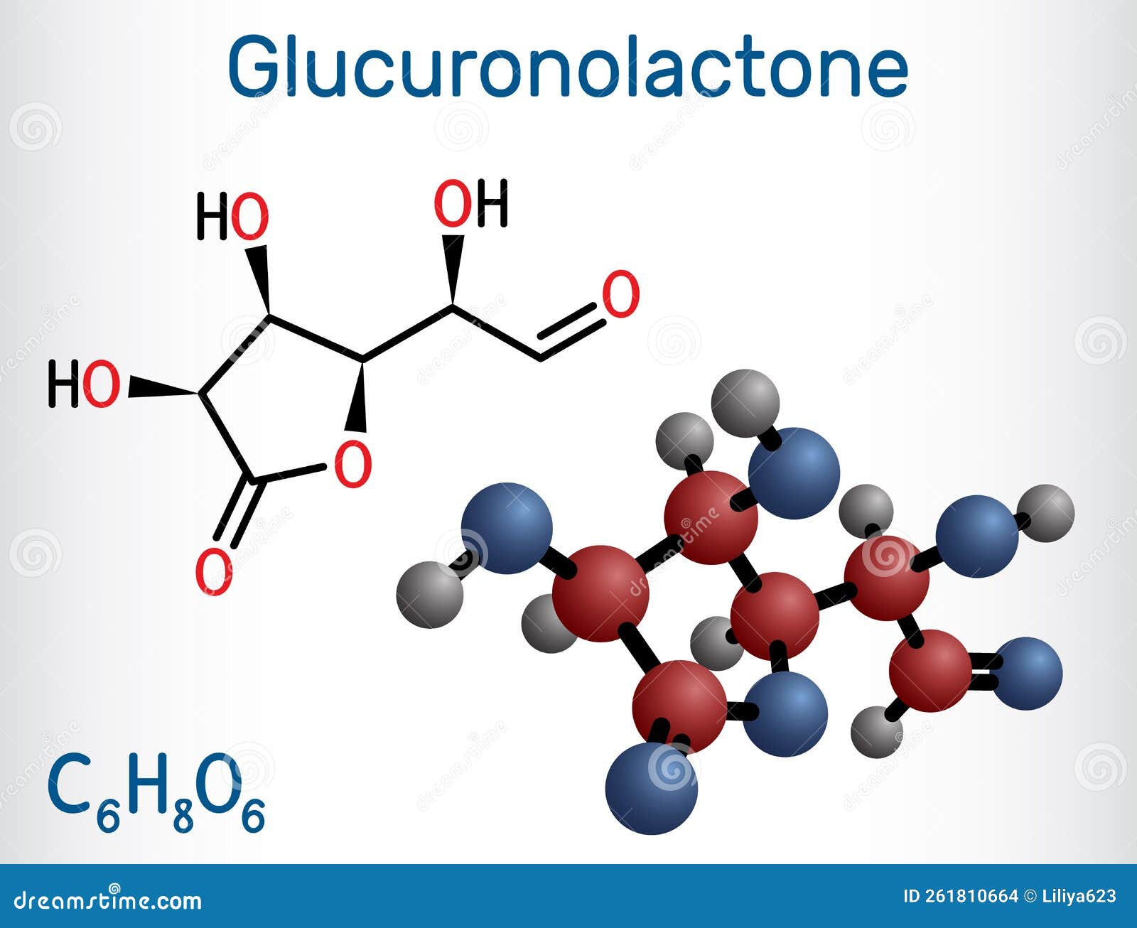 Glucuronolactone Molecule. it is Naturally Occurring Substance, Used in ...