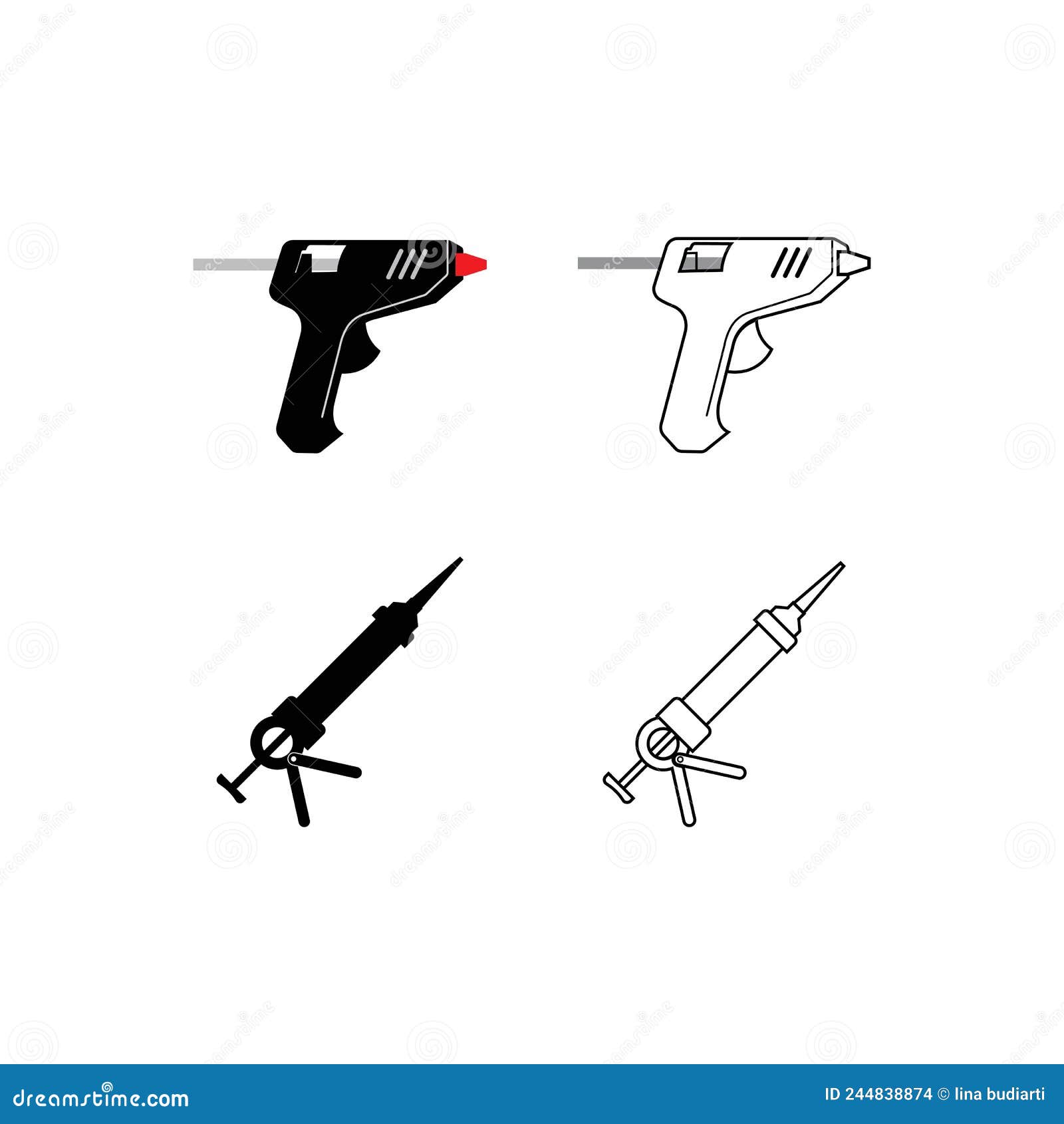Glue gun icon stock vector. Illustration of glue, work - 244838874