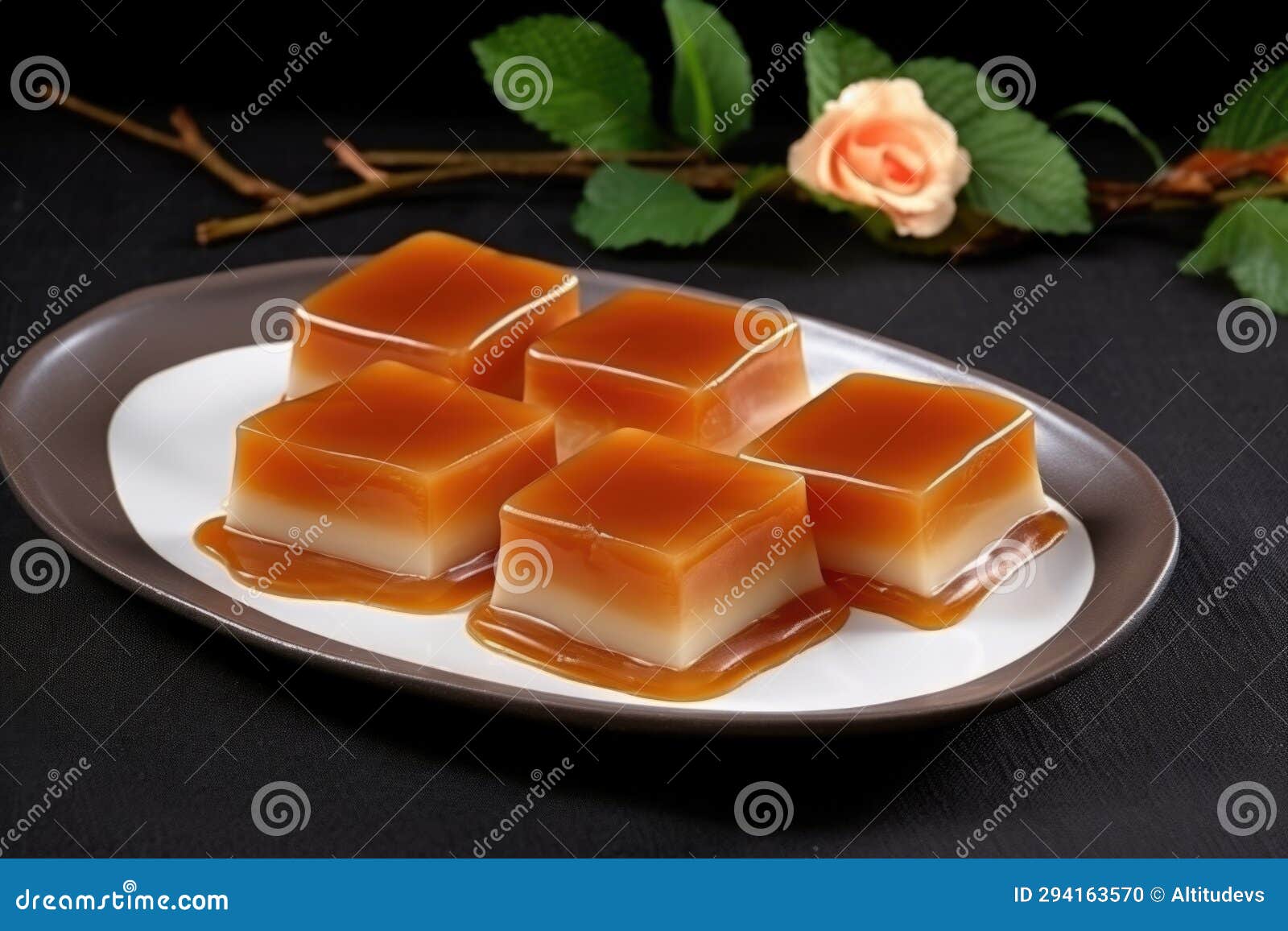 Glue Pudding Nian Gao on a Plate Stock Illustration - Illustration of ...