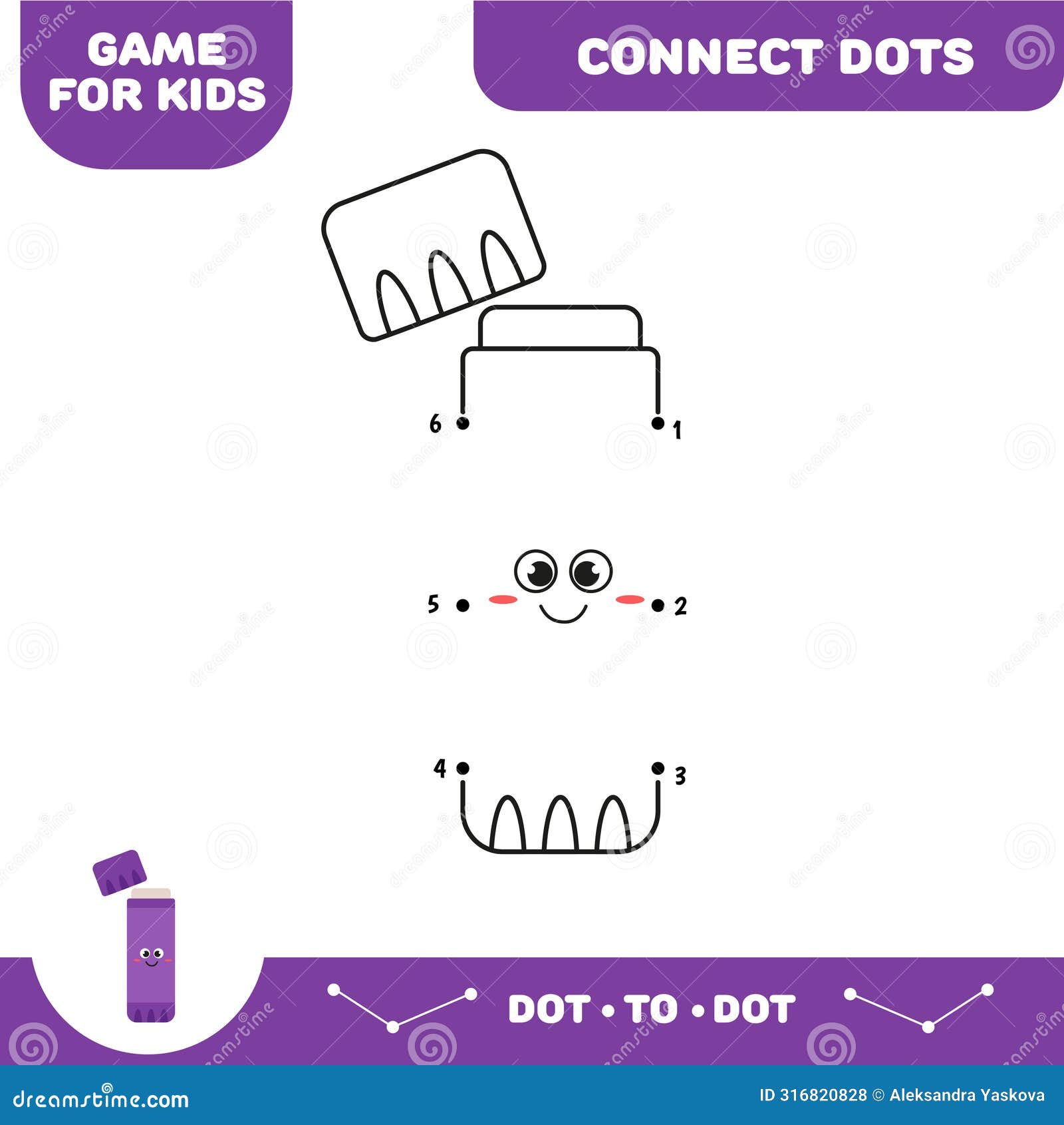 Glue Stick Character. Connect Dots for Kids. Dot To Dot Educational ...