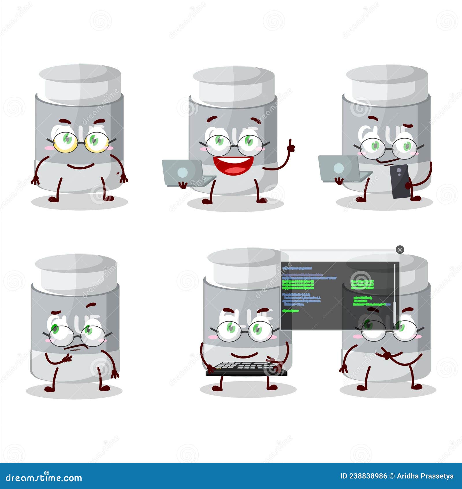 Glue Stick Programmer Cute Cartoon Character with Stock Vector ...