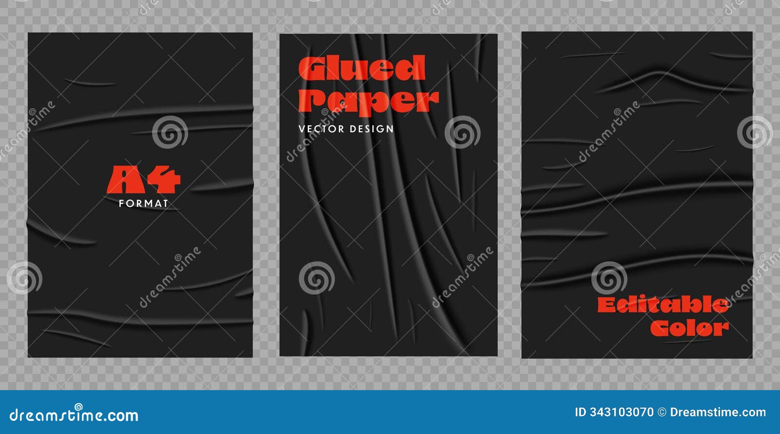 Glued Paper A4 Format, Crumpled Effect. Realistic Vector Design Stock ...
