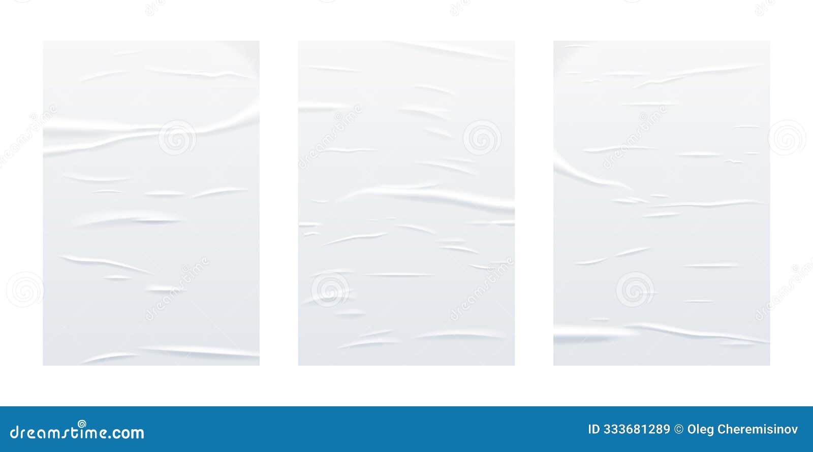 Glued White Paper Sheet With Realistic Wrinkled And Folded Effects ...