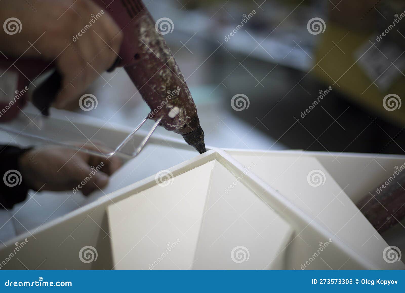 Gluing Layout. Creation of Scenery. Plastic Layout Stock Image - Image ...