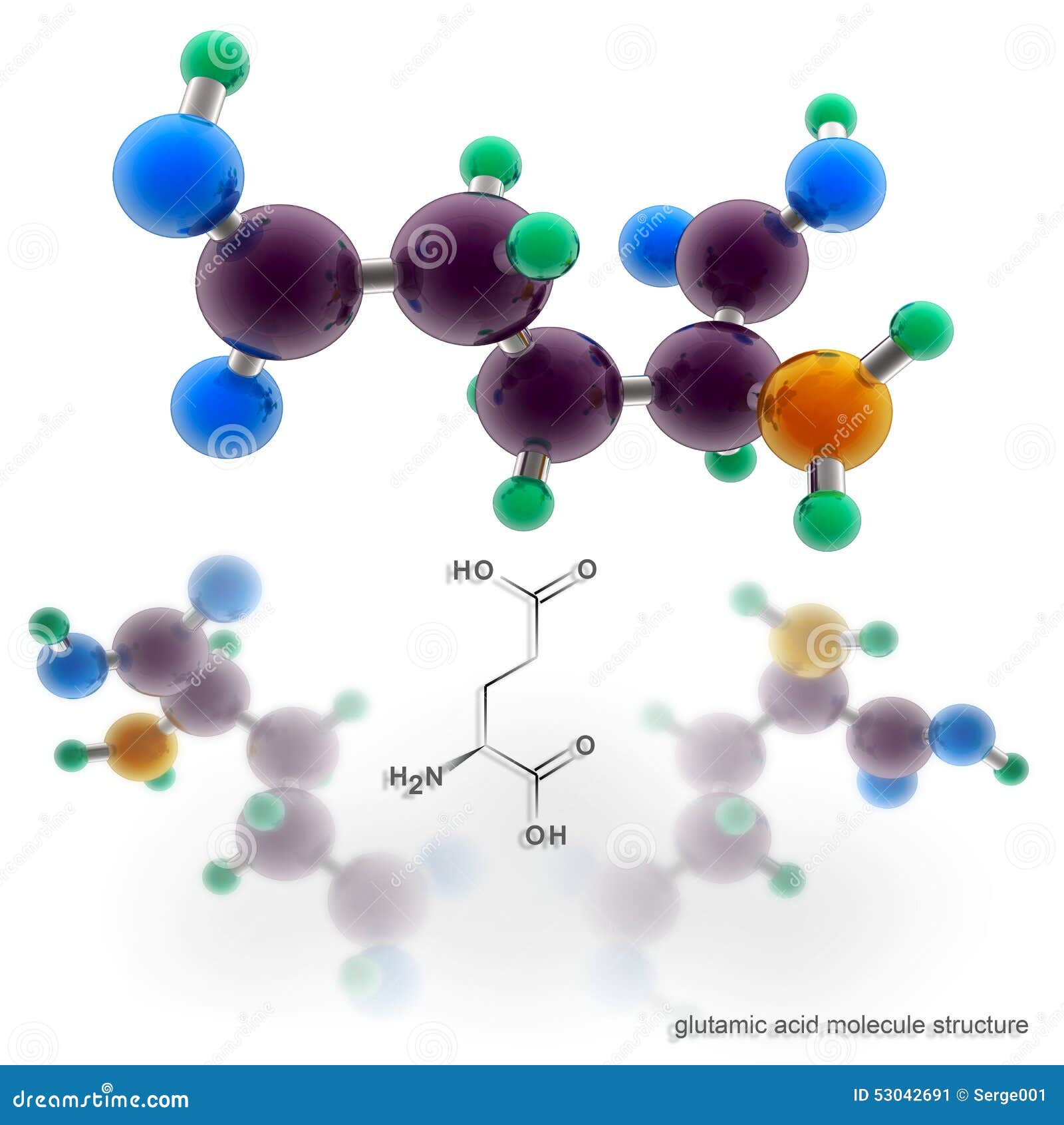 Glutamic Acid Molecule Structure Stock Illustration - Illustration of ...