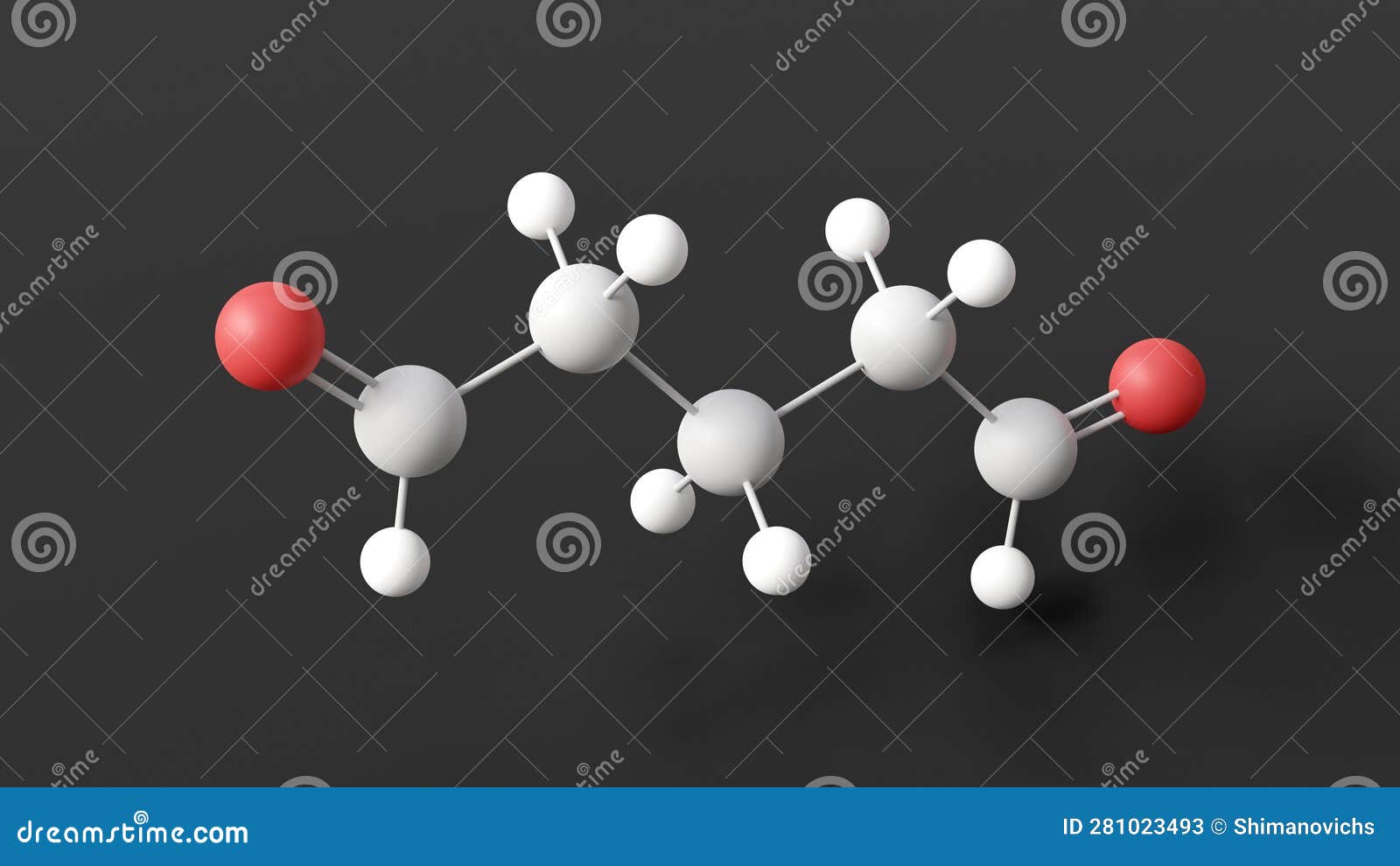 Glutaraldehyde Molecule, Molecular Structure, Crosslinking Agent, Ball ...