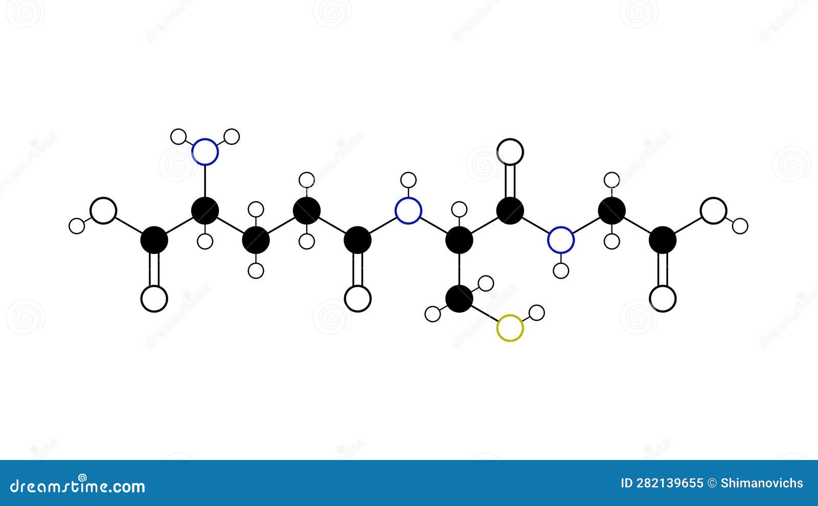 Glutathione Molecule, Structural Chemical Formula, Ball-and-stick Model ...